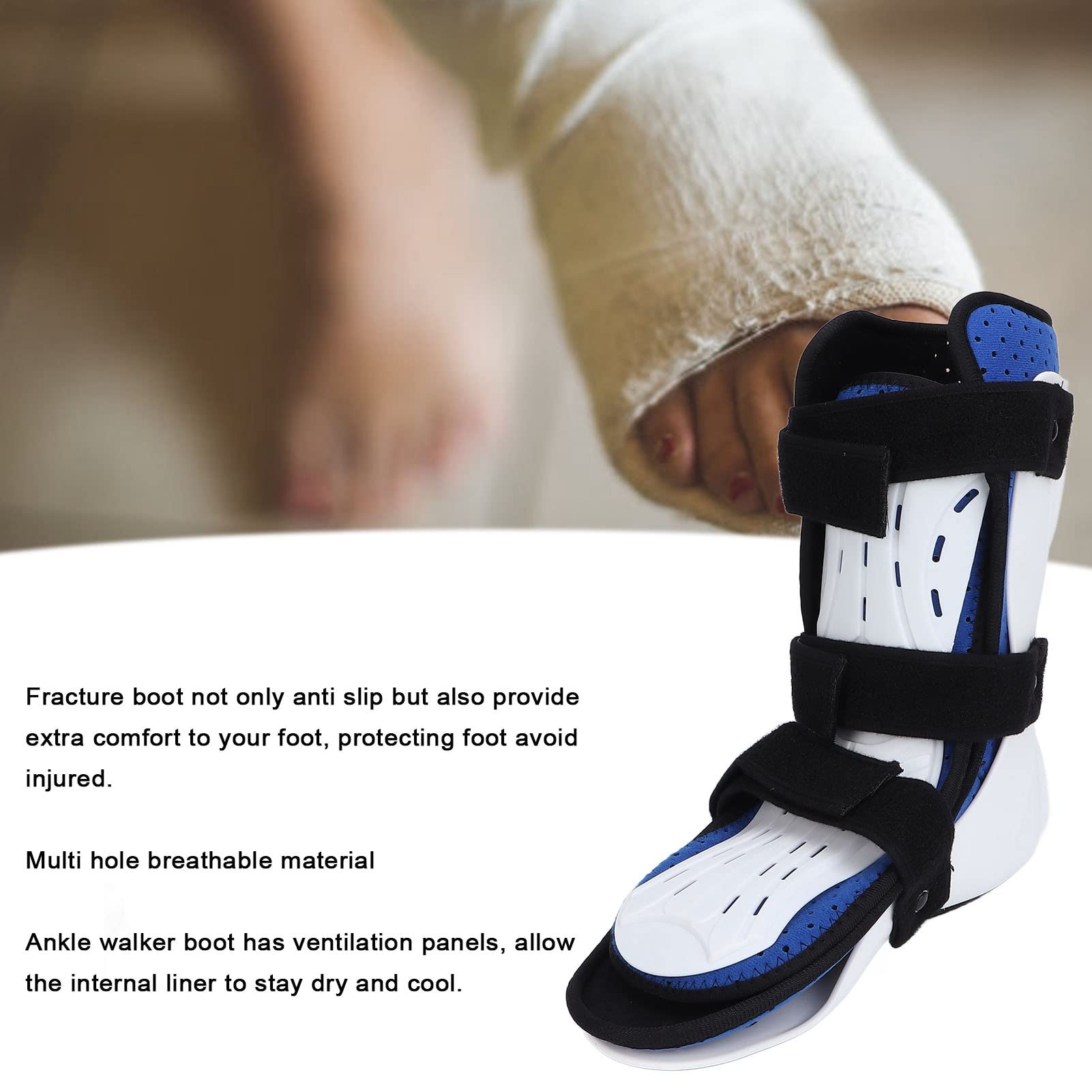 Orthopedic Walker Boot, Fracture Boot Detachable Design Nonslip Breathable with Front Protection Plate for Foot Injuries(Left foot, L)