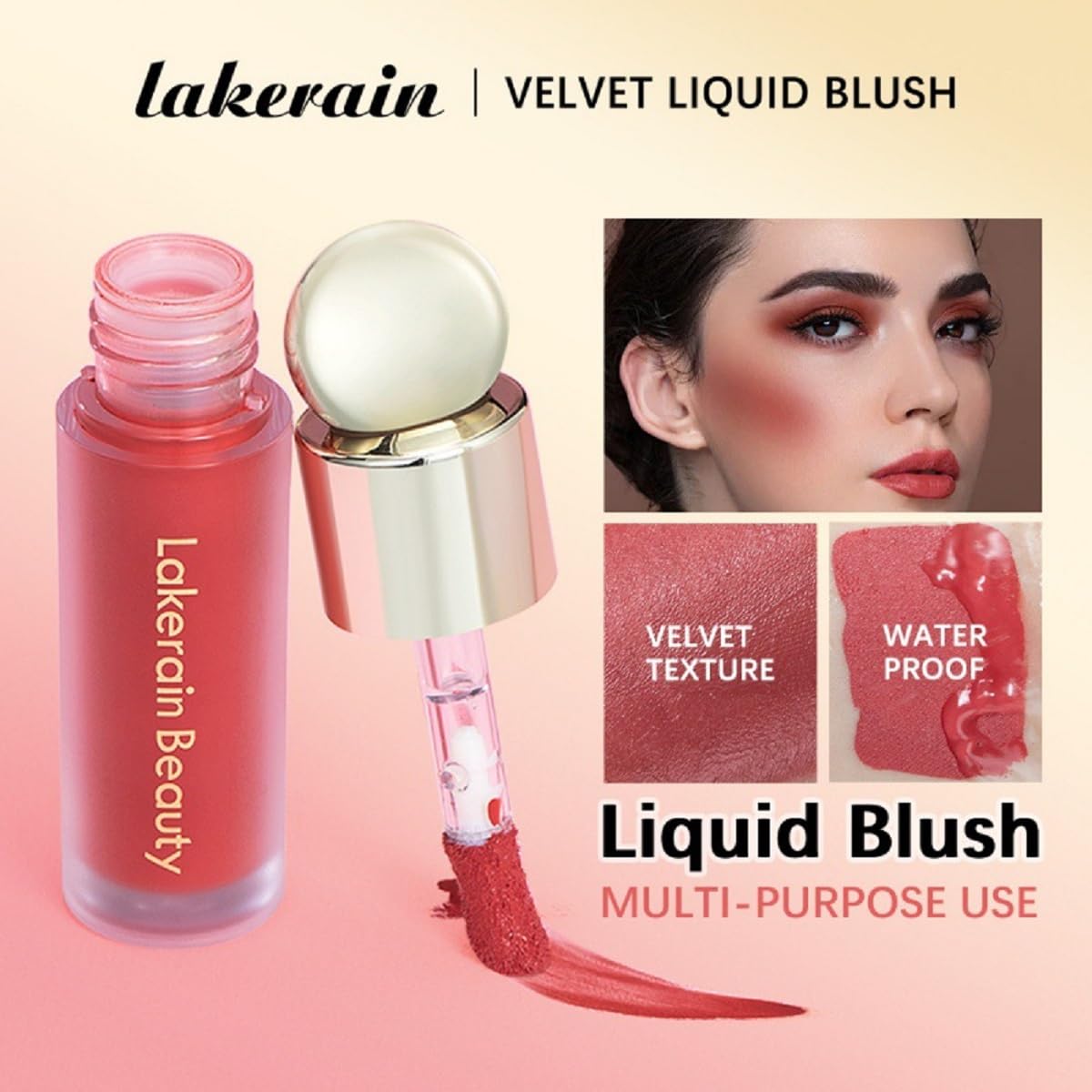 Liquid Blush, Natural Matte Finish Looking, Dewy Cheek Tint Cream Blush for Cheeks, Soft Cream Face Blush, Moisturizing Lightweight Blendable Feel(Rose 02)