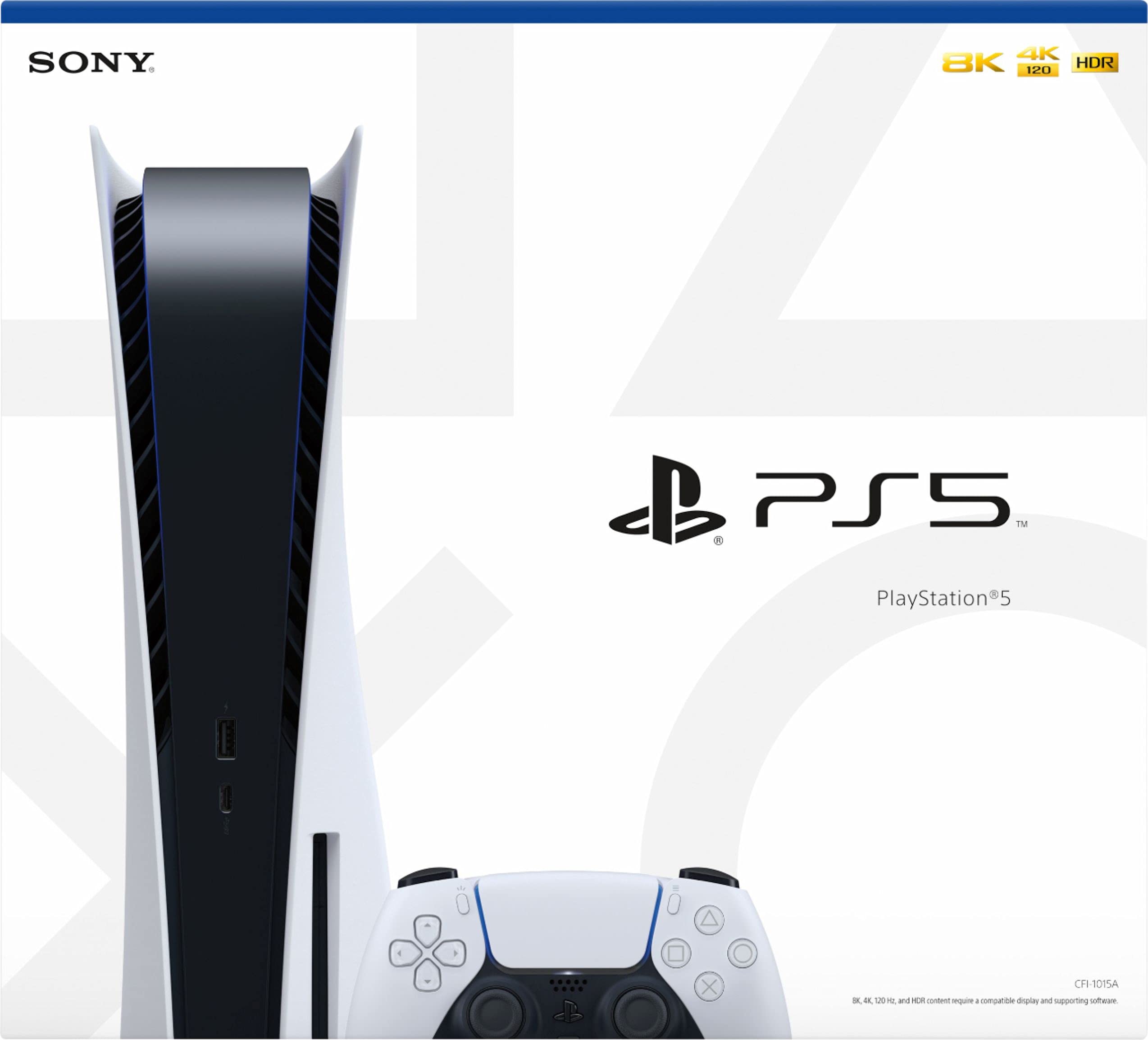 Playstation 5 Disc Version PS5 Console - Additional Controller, 4K-TV Gaming, 16GB GDDR6 RAM, 8K Output, WiFi 6. Ultra-High Speed 825GB SSD - U Deal (Renewed)