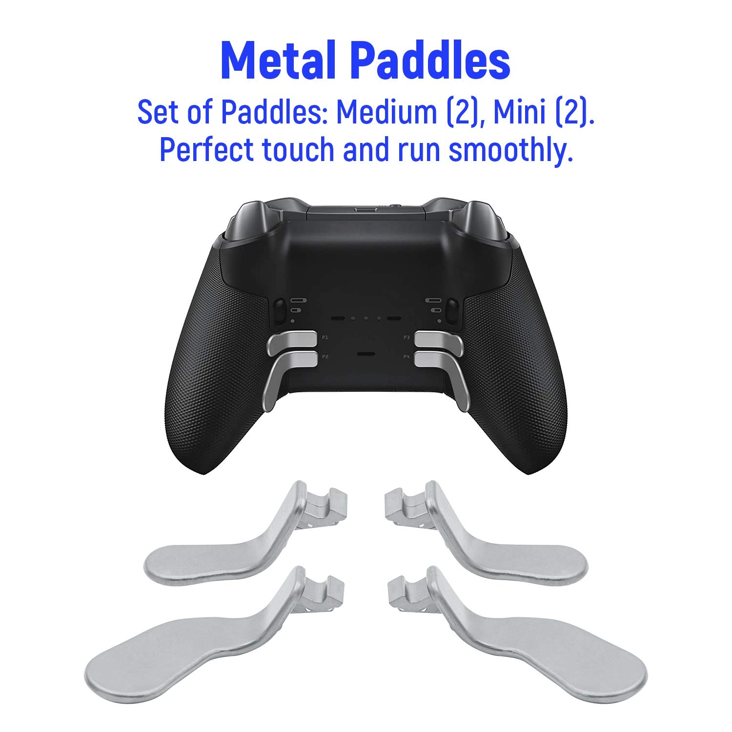 Mcbazel 13 in 1 Metal 6 Swap Thumbsticks Joysticks, 4 Trigger Paddles, 2 D-pads with Adjustment Tool and Carry Case for Xbox One Elite Series 2 Controller - Silver