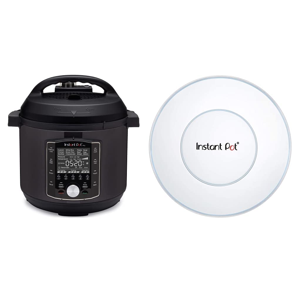 Instant Pot Pro 10-in-1 Pressure Cooker, Slow Cooker, Rice/Grain Cooker, Steamer, Sauté, Sous Vide, Yogurt Maker, Sterilizer, and Warmer (6 Quart) + Instant Pot Silicone Lid (9.8-Inch)