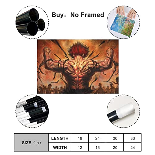 YYUU Baki Hanma Poster Hanma Yujiro Poster (5) Posters for Room Aesthetic Bedroom Decor Art Poster 12x18inch(30x45cm) Unframe-style