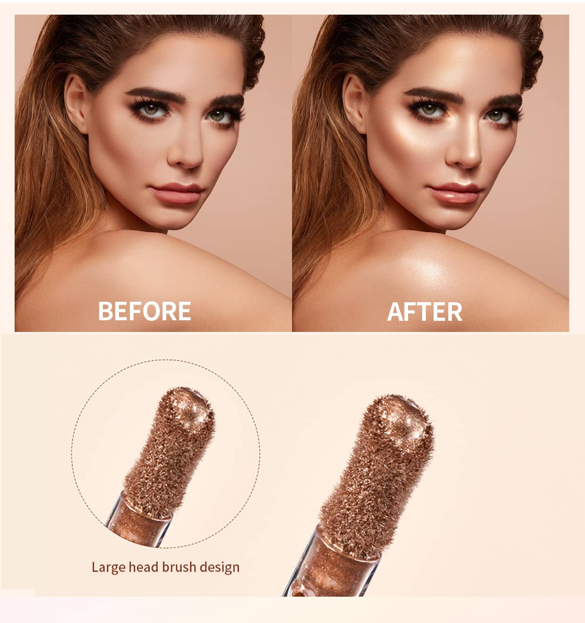 Liquid Highlighter Stick,Multi-Use Contour Highlighter Stick Makeup for Face & Body, Moisturizing Waterproof Light Liquid Luminizer with Cushion Applicator, Natural Looking Face Highlighter Makeup(#01 Moonlight)