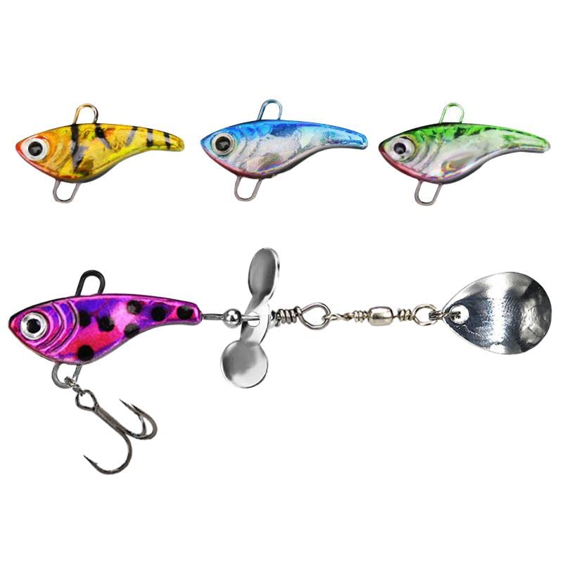 Madi Kay Designs Fishing Gear 4色复合旋转亮片铅鱼 8.8cm 11g鱼型铅头钩