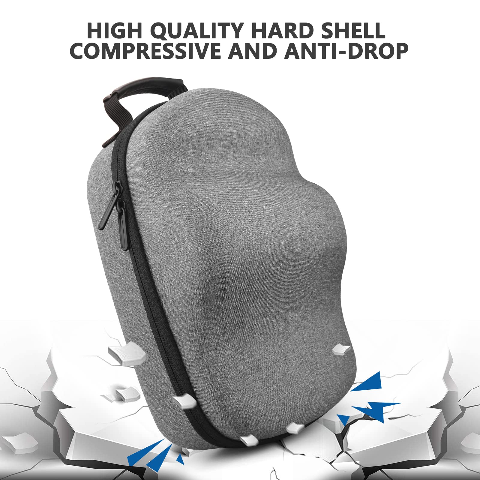 MASiKEN Hard Sleek Carrying Case Compatible For Oculus Quest 2 Headset with M2 Head Strap/M3 Halo Strap - VR Quest 2 Accessories Fit Elite Strap, Waterproof Shockproof Comfort Touch (Gray)