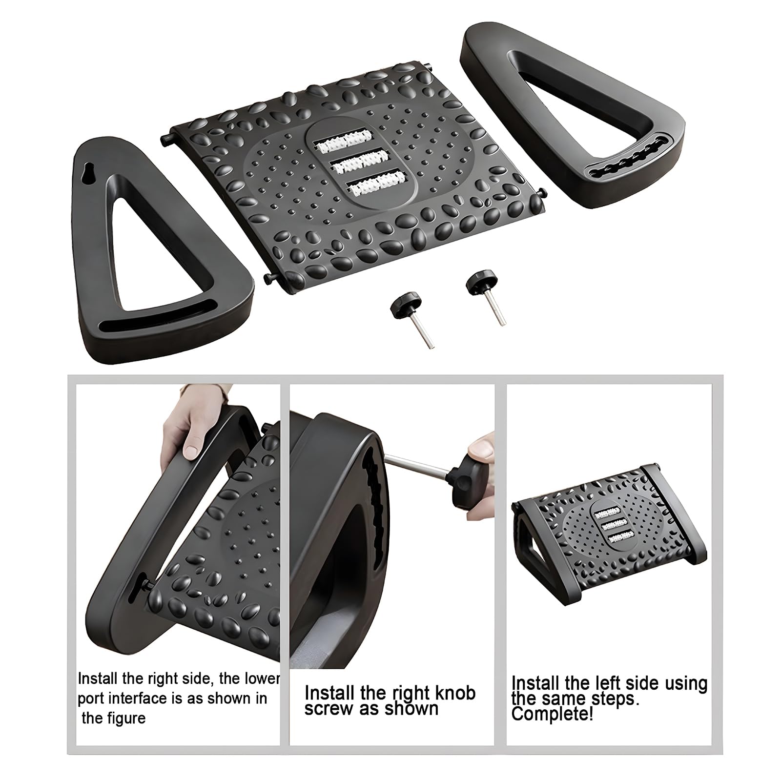 Kriico Foot Rest Under Desk, Ergonomic Rocking Foot Nursing Stool with Massage Points & Rollers at Work and Study, Feet Leg Rest Pain Relief and Body Support for Home Office (Black)