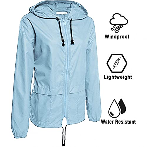 MITCOWBOYS Hooded Jacket Coat for Women Waterproof Trench Coat Solid Splice Pocket Windbreaker Long Sleeve Loose Outwear Raincoats