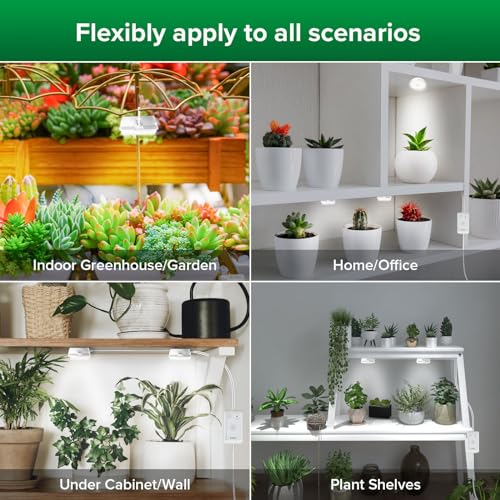 SANSI Puck Grow Light, LED Plant Light for Indoor Plants Full Spectrum Grow Lamp 10W (150 Watt Equiv), Small Hanging Plant Lamp with Timer Auto On Off 4 8 12 Hrs, 4-Level Dimmable for Plant Shelf