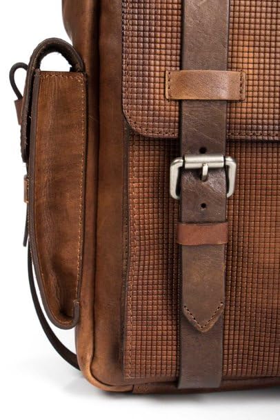 VELEZ Full Grain Leather Backpack for Men - 15.6 Inch Laptop Bag - Tan Designer Bookbag - Business Mens Computer Shoulder Bags