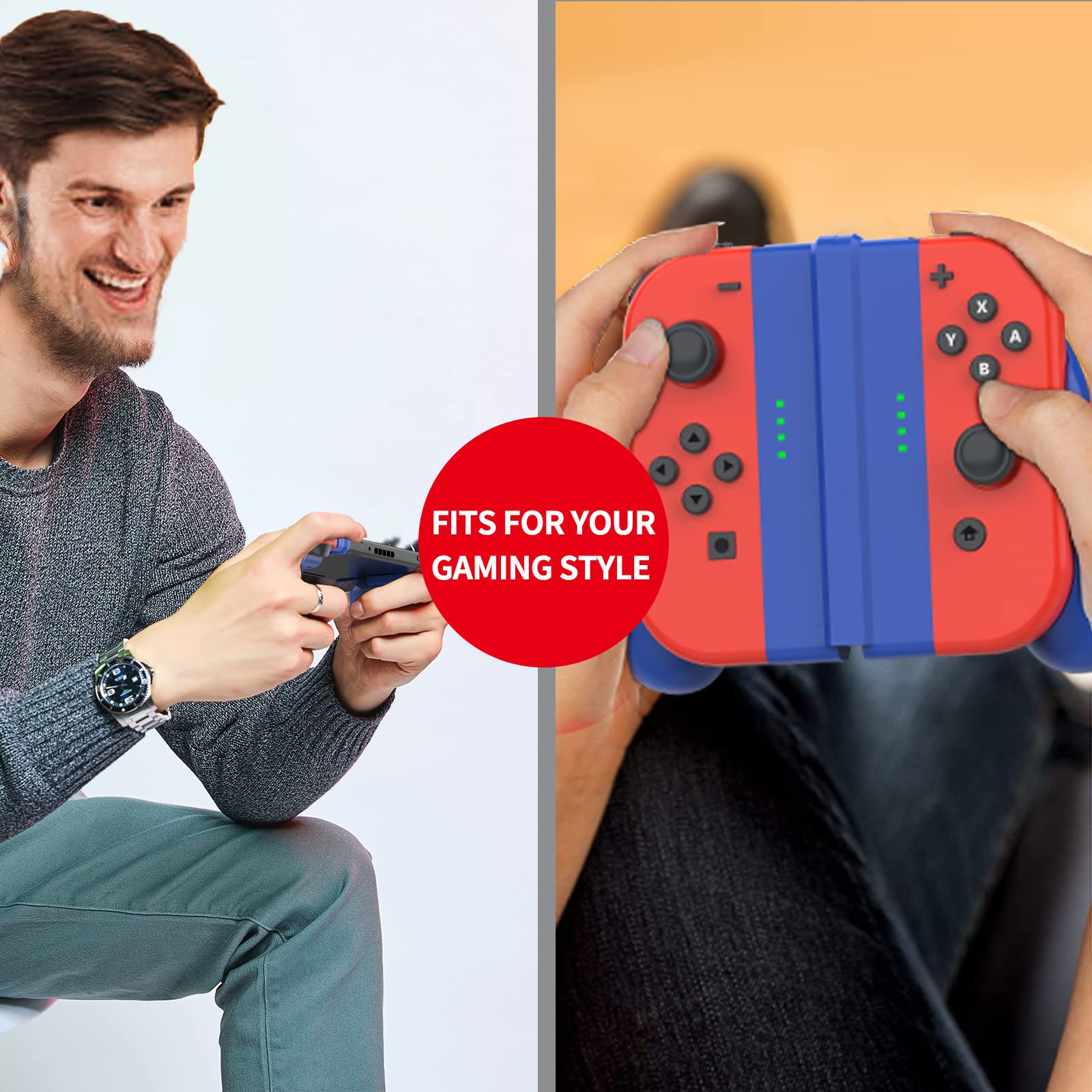 NBCP Joy Con Grips Accessories Kit for Nintendo Switch OLED Joycon,Nintendo Switch Animal Crossing & Switch Joy-Con Blue