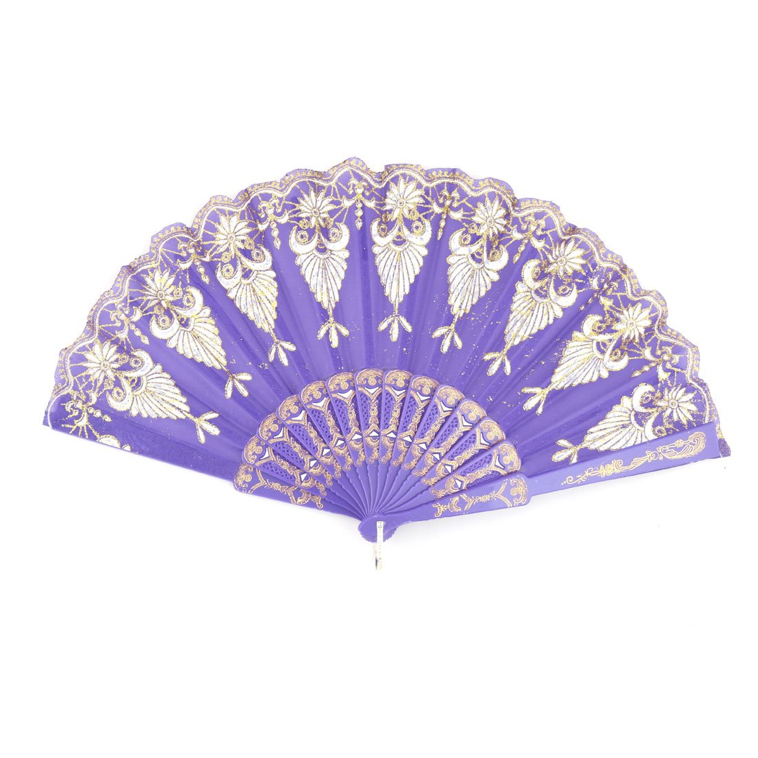 Qtqgoitem Polyester Flower Printed Show Dance Classical Style Foldable Cooling Hand Fan Purple (model: 9e0 6e0 918 706 fbb)