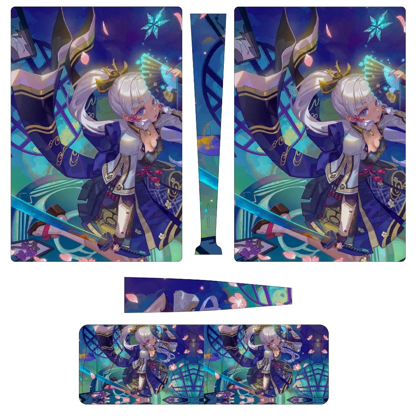 OUFGBCX Anime Girl Kamisato Ayaka PS5 Controller Skin Vinyl Sticker Decal Cover for Playstation 5 Console and Controllers, white-style, One size