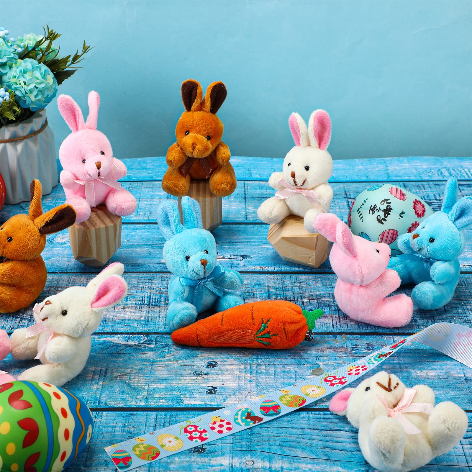 Sanwuta 36 Pieces 4 Inch Easter Mini Bunny Plush Bunnies Stuffed Bulk Tiny Rabbit Stuffed Easter Stuffed Toys Bunny Party Favors Bunny Animals for Easter Eggs Filler, Easter Baskets Filler, 4 Colors