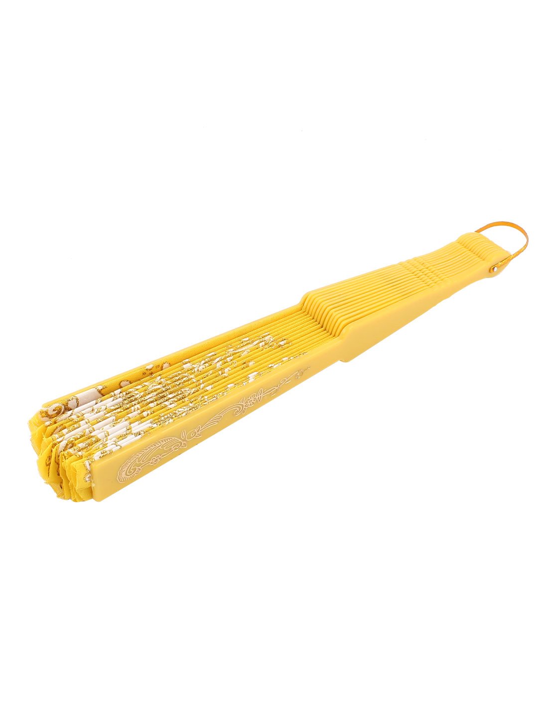 Qtqgoitem Women Summer Gold Tone White Flower Pattern Foldable Hand Fan Yellow (model: 9c1 f3c f46 bc1 125)