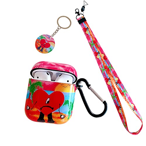 with Fashion Kawaii Lanyard Keychain,Cute Interesting Soft TPU Airpod 1/2 Case,Suitable Man Women Girl Airpod Case