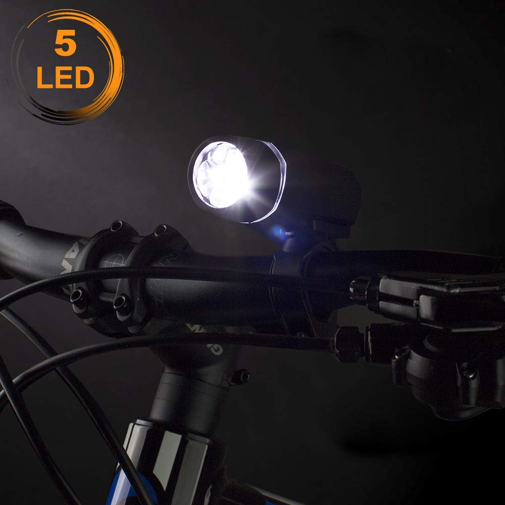 Master Lock 8170D U-Lock Bike Lock with Key, 1 Pack, 6-1/8 in. Wide, Black & BV Bicycle Light Set Super Bright 5 LED Headlight, 3 LED Taillight, Quick-Release