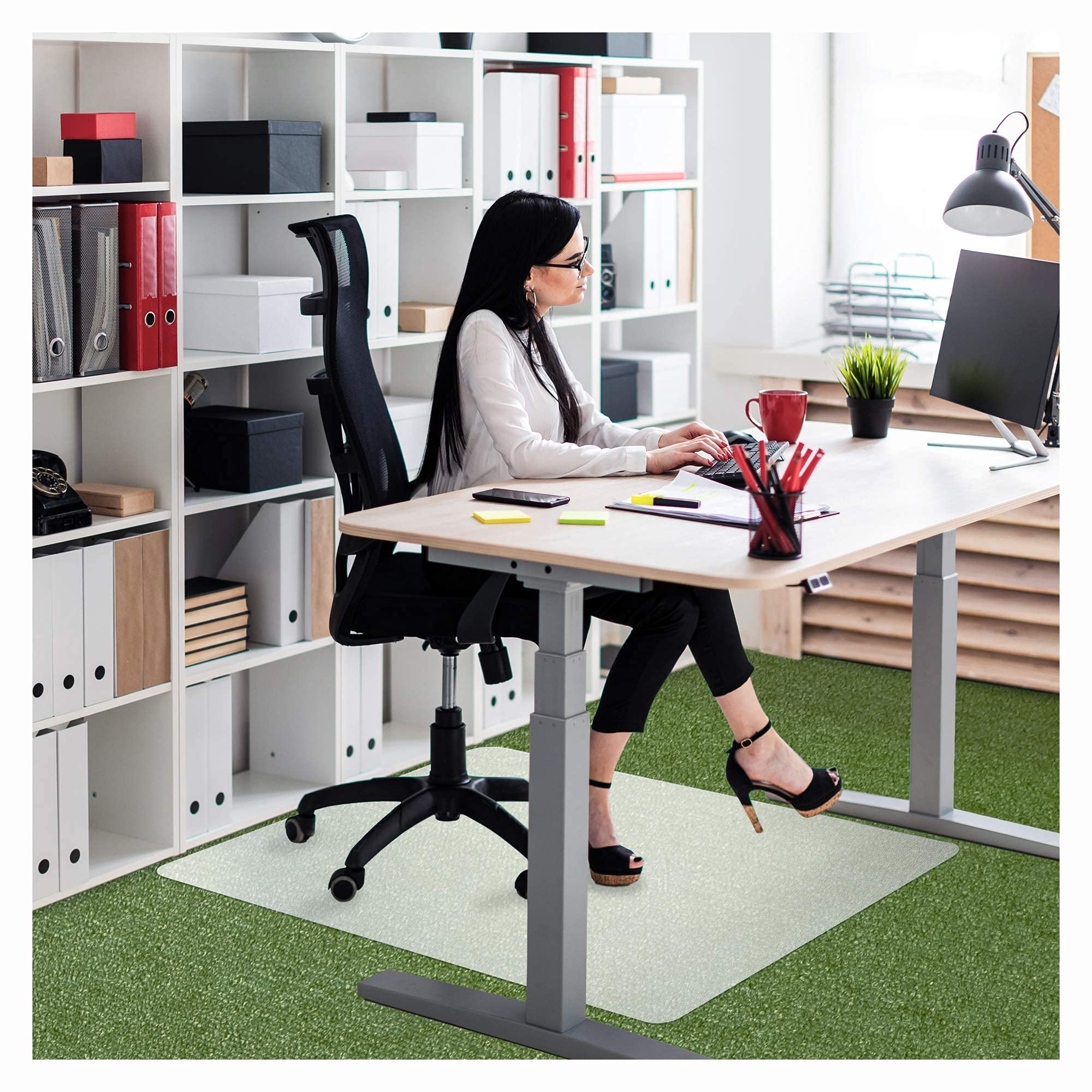 Marvelux Polypropylene Chair Mat for Low Pile Carpets and Carpet Tiles (up to 1/4" Thick), 29β x 46β White Office Carpet Protector, Rectangular, Eco-Friendly, Shipped Flat