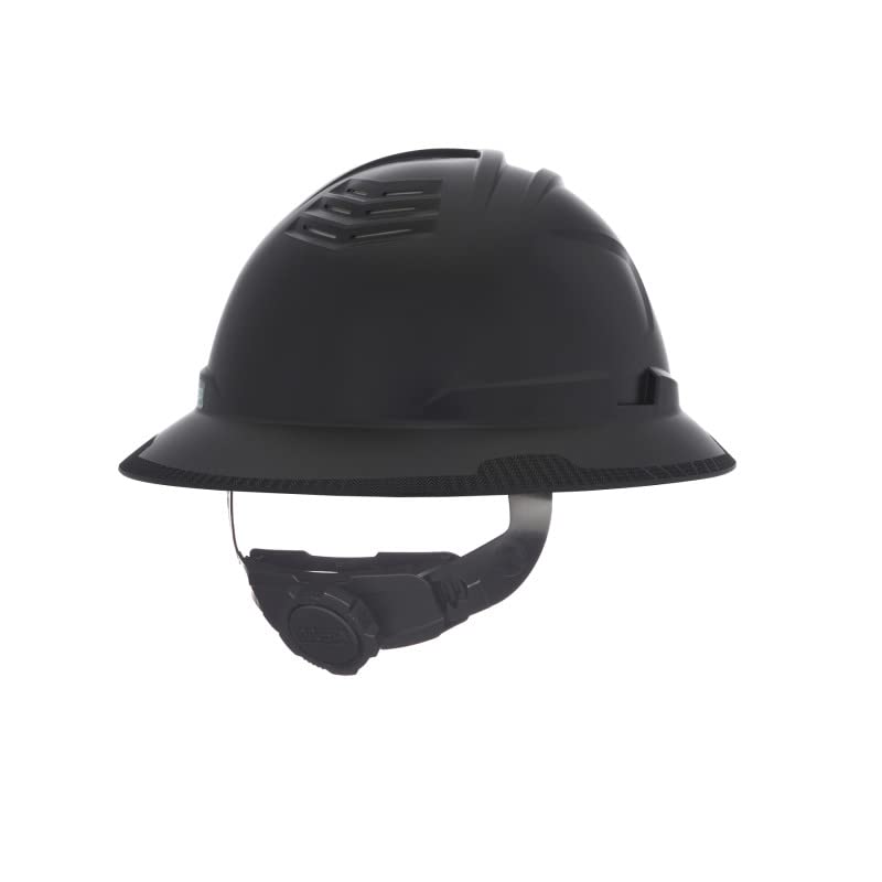 MSA 10215835 V-Gard C1 Vented Black Full Brim Hard Hat with ReflectIR Cooling Thermal Barrier and Fas-Trac III Suspension - Uses Highly Innovative Cooling Features to Help Alleviate Heat Stress