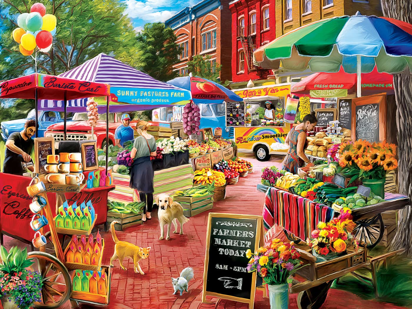 MasterPieces 750 Piece Jigsaw Puzzle for Adults, Family, Or Youth - Town Square Booths - 18"x24"