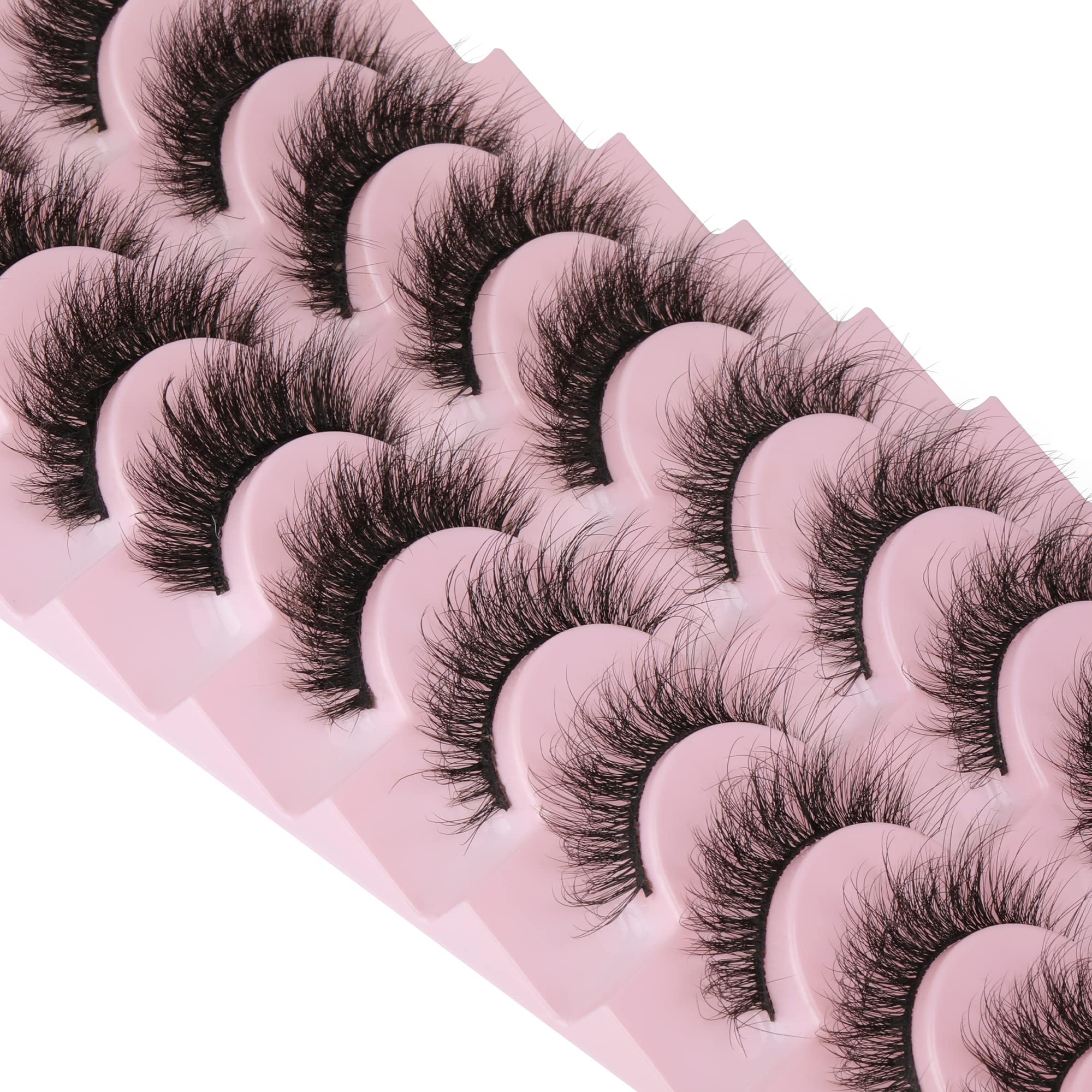Mink Lashes Fluffy Natural Look 15-18mm Eyelashes Wispy False Eyelashes 10 Pairs FANXITON Faux Mink Lashes Pack 3D Volume 2 Styles Fake Eye Lashes Multipack