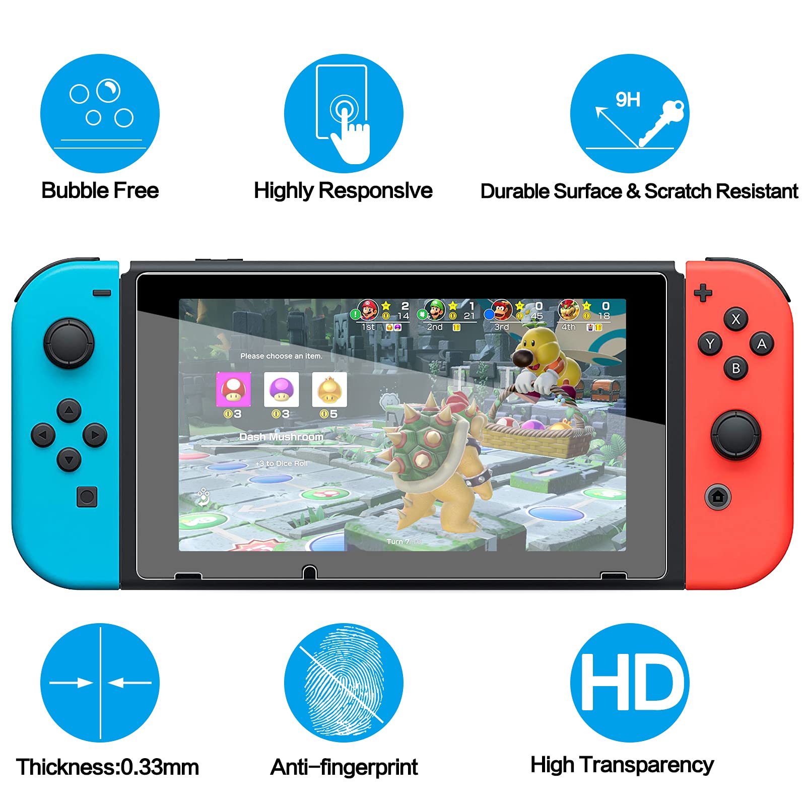 MIUOLV [4 Pack] Screen Protector Tempered Glass for Nintendo Switch - Transparent HD Clear Anti-Scratch Screen Protector for Nintendo Switch 2017 (Clear)