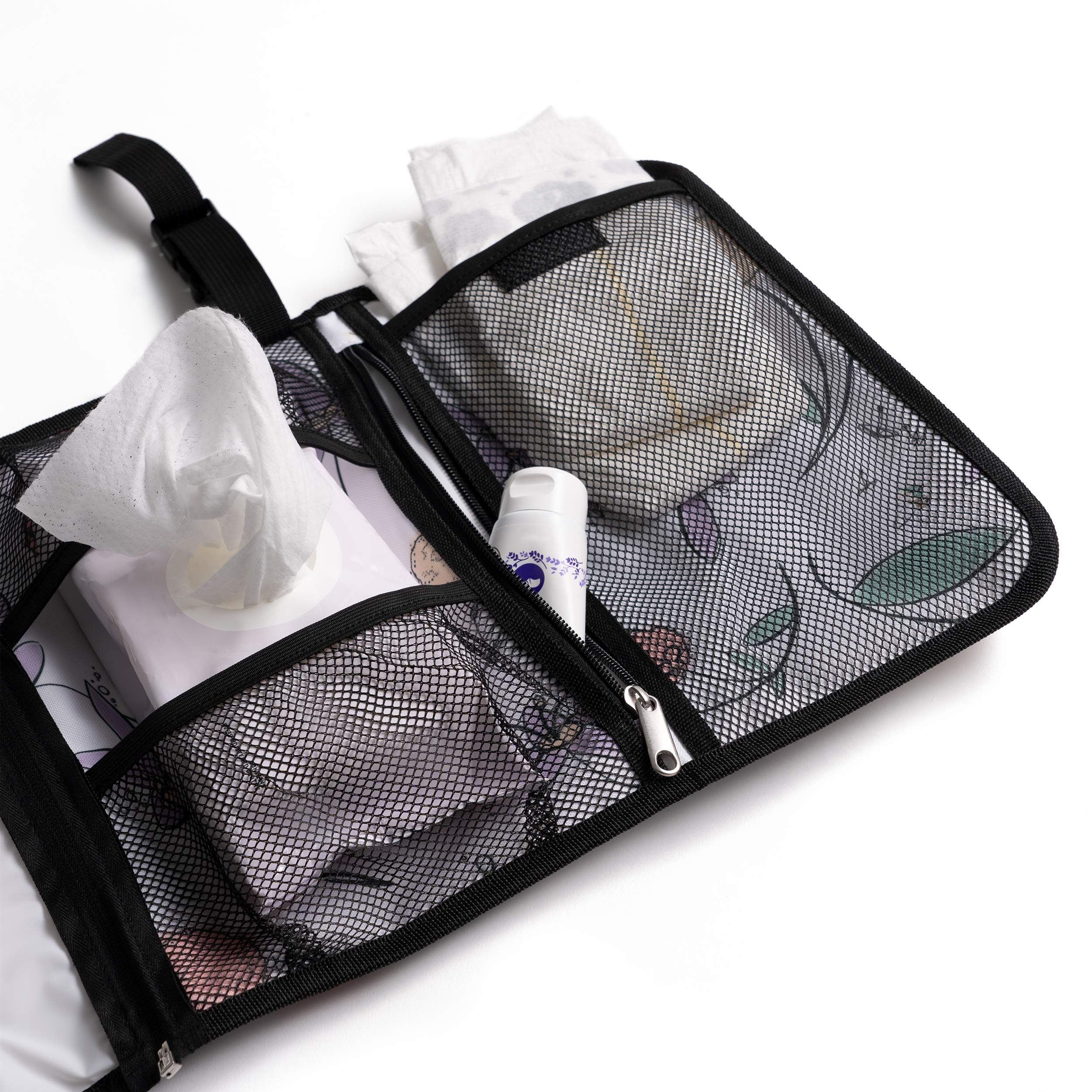 JumpOff Jo β Portable Changing Pad / Diaper Bag with Padded Changing Station, Easy Travel Changing Pad, Includes Handy Storage Pockets for Baby Necessities β Fairy Blossom