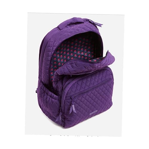 Vera Bradley Essential Large Quilted Microfiber Backpack Elderberry Floral Interior
