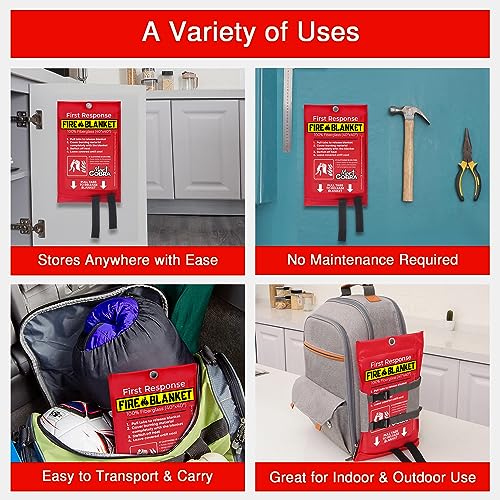 Mart Cobra Fire Blanket for Home Safety x1 Emergency Fire Blanket for Kitchen Fiberglass Fire Blankets Fireproof Blanket House Fire Safety Flame Retardant Fabric Home Safety Tarp Grease Spray