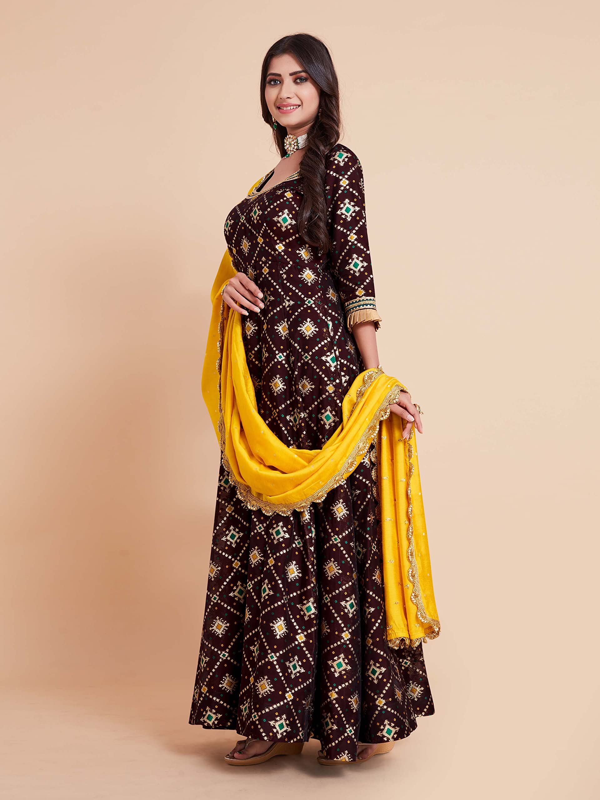 Indian Kurti for Womens Dupatta | Art Silk Woven Kurta Kurtis Tunic For Women Purple