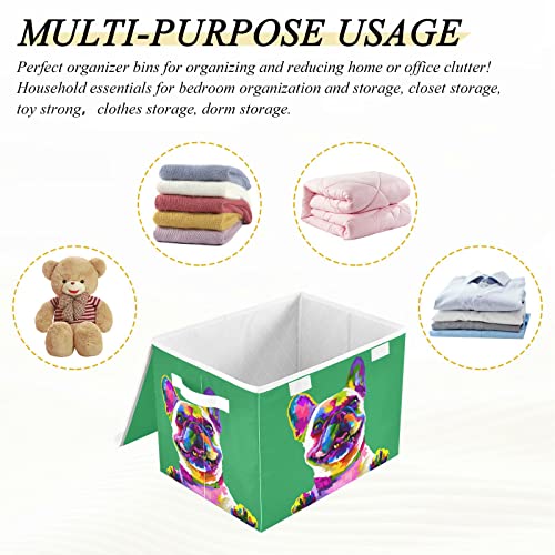 xigua Dog Storage Bins with Lids and Carrying Handle,Foldable Storage Boxes Organizer Containers Baskets Cube with Cover for Home Bedroom Closet Office Nursery