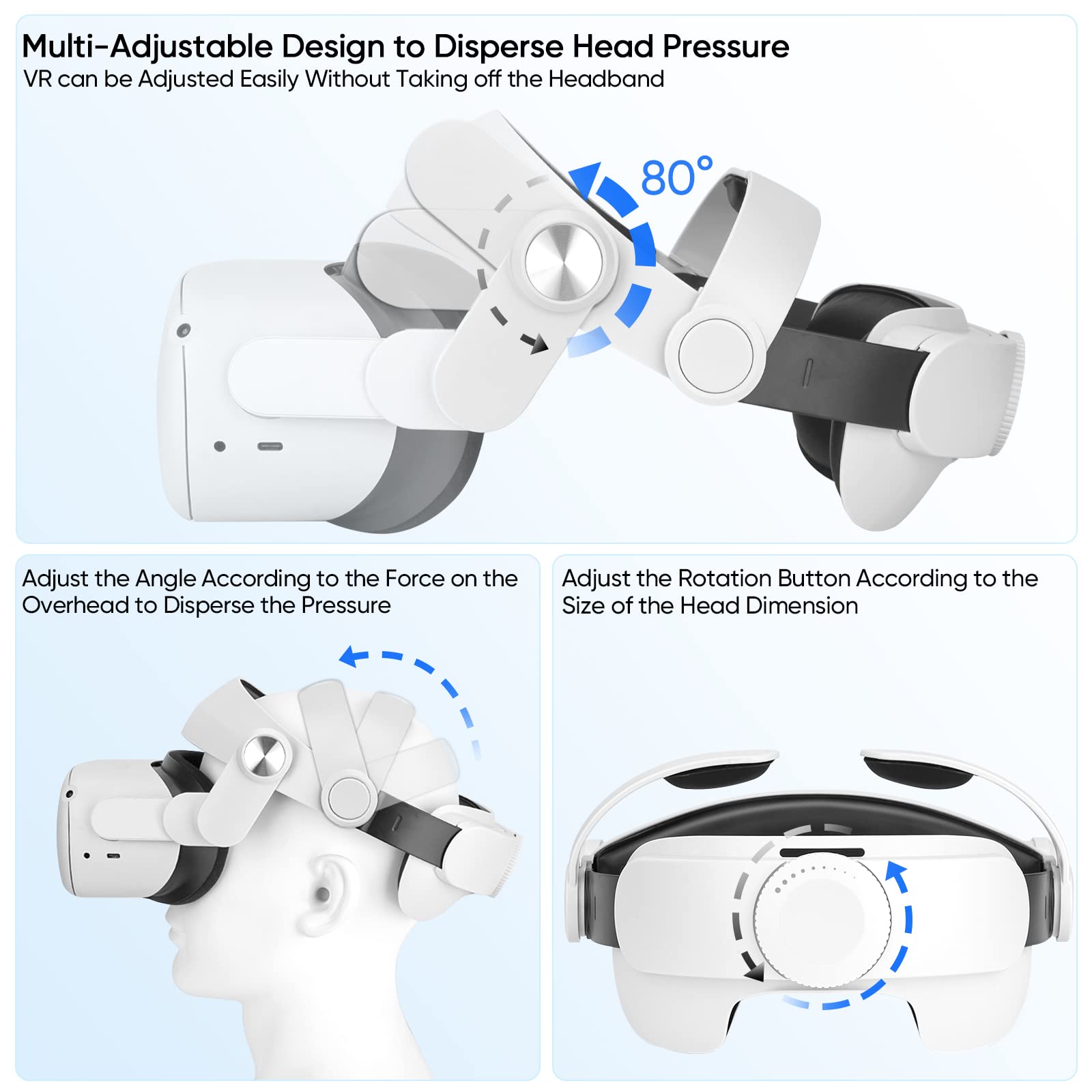 SARLAR Head Strap Accessories Compatible with Meta Quest 2, Elite Strap with Hard Carrying Case and Lens Protector for Enhanced Support and Comfort in VR