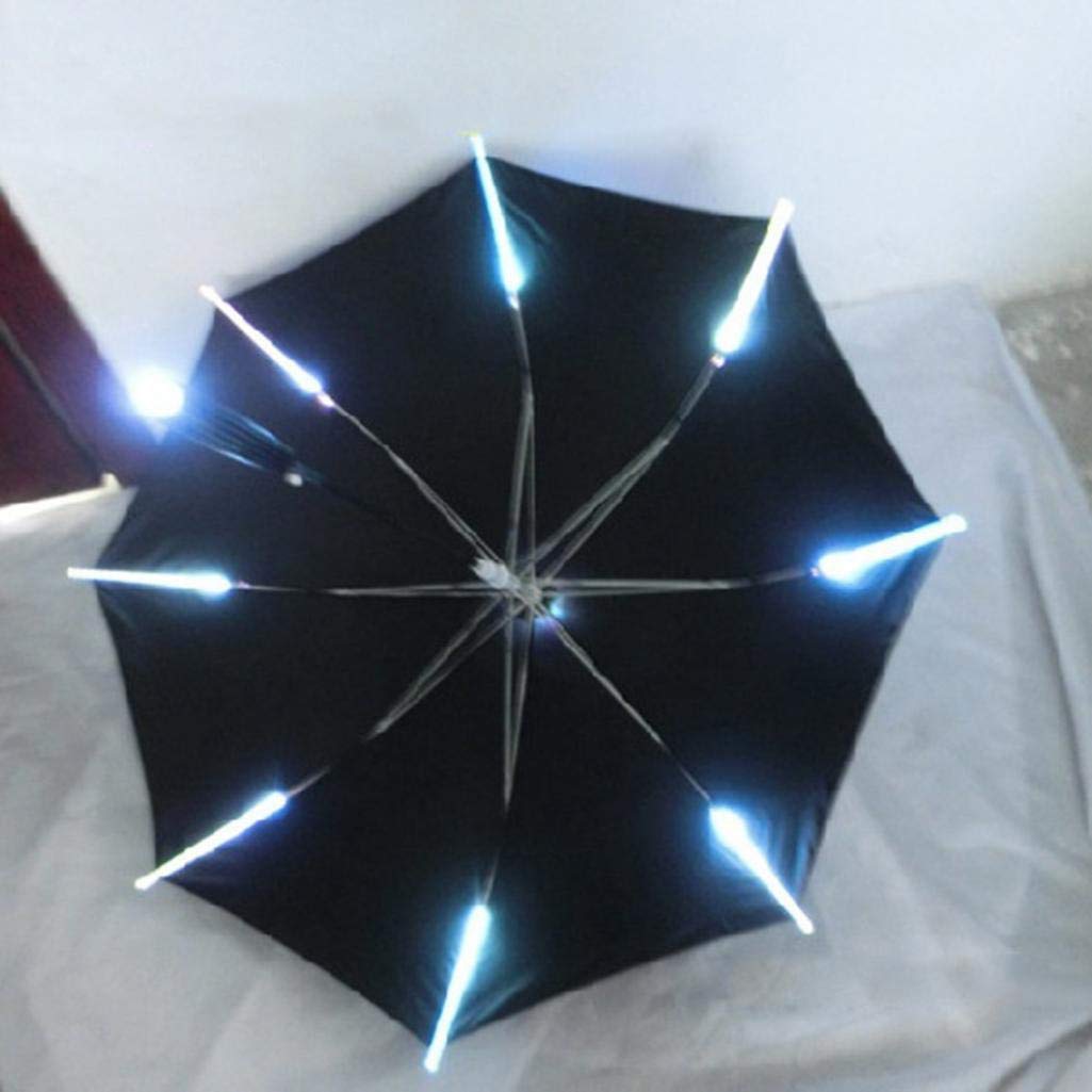 lEIsr00y Umbrella Creative Colorful Flash LED Light Windproof Sun Rain Night Protection Umbrella for Women Children Friends Colleagues - Blue