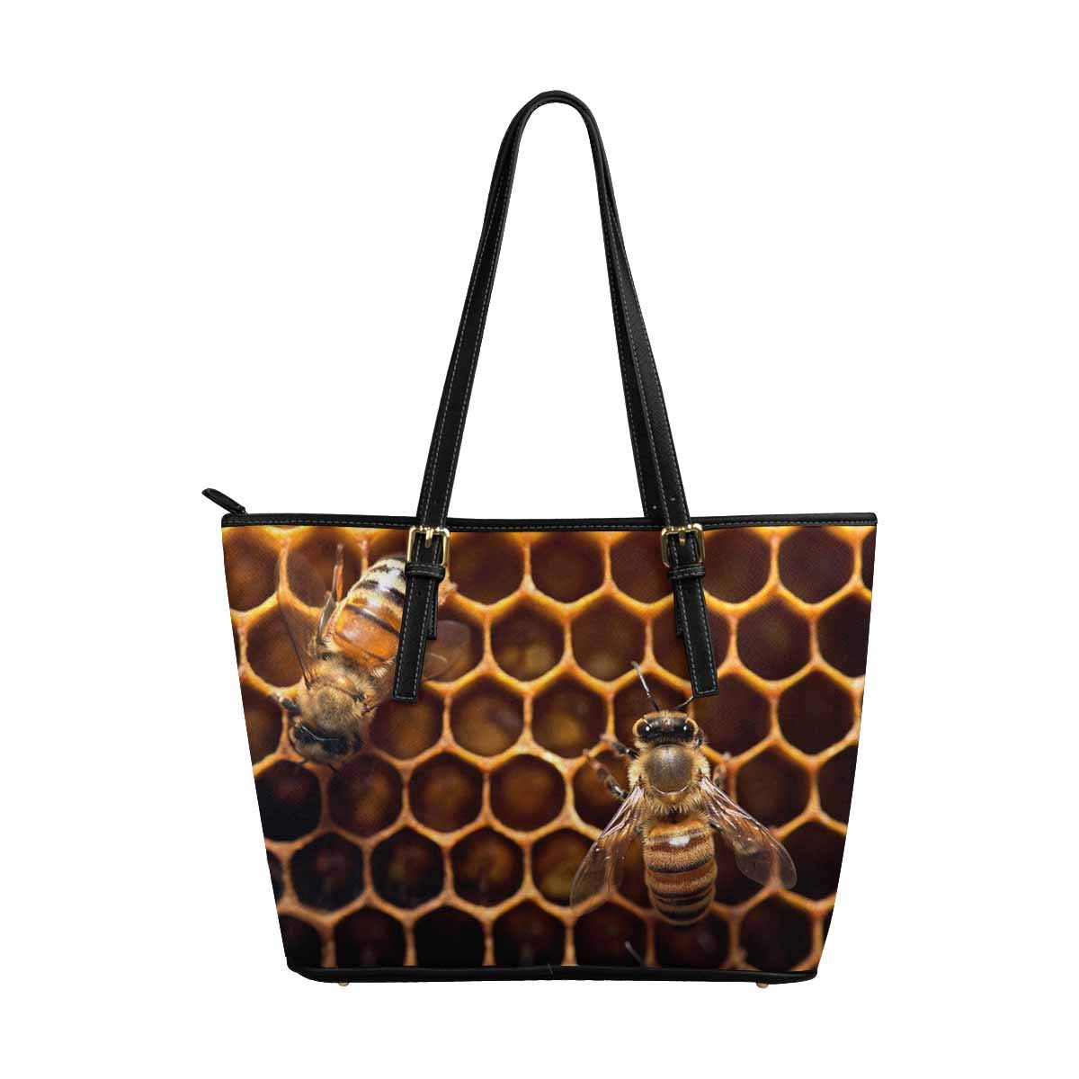 InterestPrint Womens Tote Bags PU Leather Work School Travel and Shopping Honey Bee