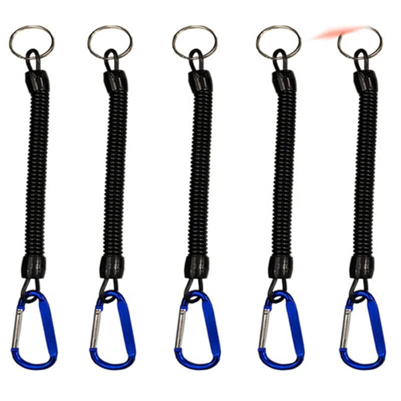 MEFESE 5pcs Fishing Lanyards Boating Ropes Retention String Fishing Rope with Camping Carabiner Secure Lock Fishing Tools Accessories
