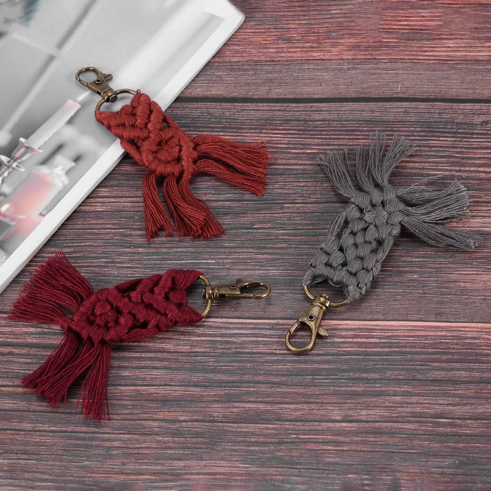 Laiaouay 11 Pcs Macrame Keychains Boho Woven Key with Tassels for Car Key Bag Pendant Purse Charm Unique Gift, Multicolor, 2.5 x 13cm