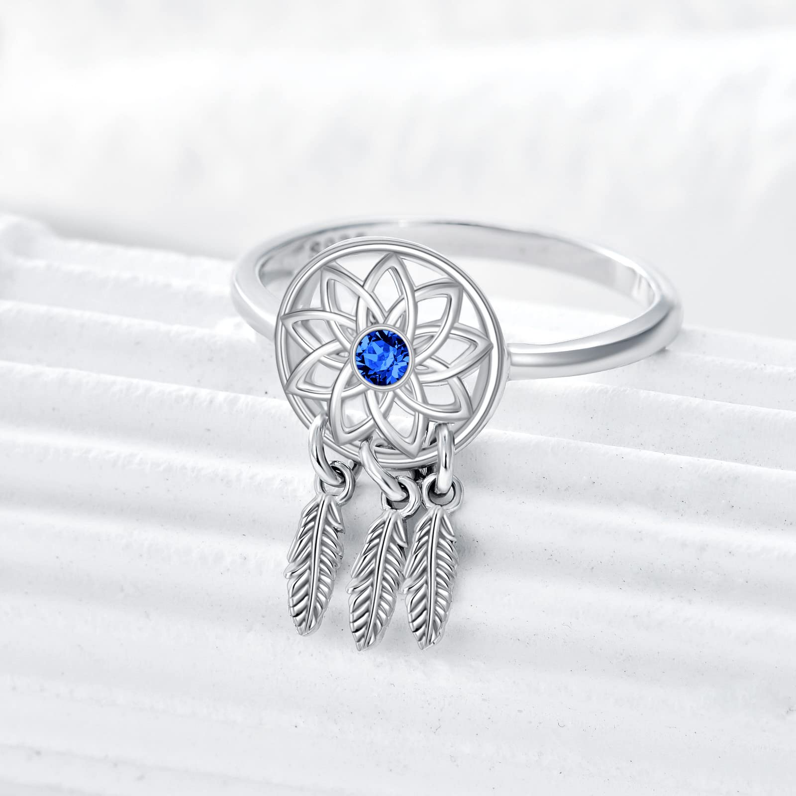 PLATYCO Dream Catcher Ring 925 Sterling Silver Tassel Ring Mother's Day Gift for Women (7)