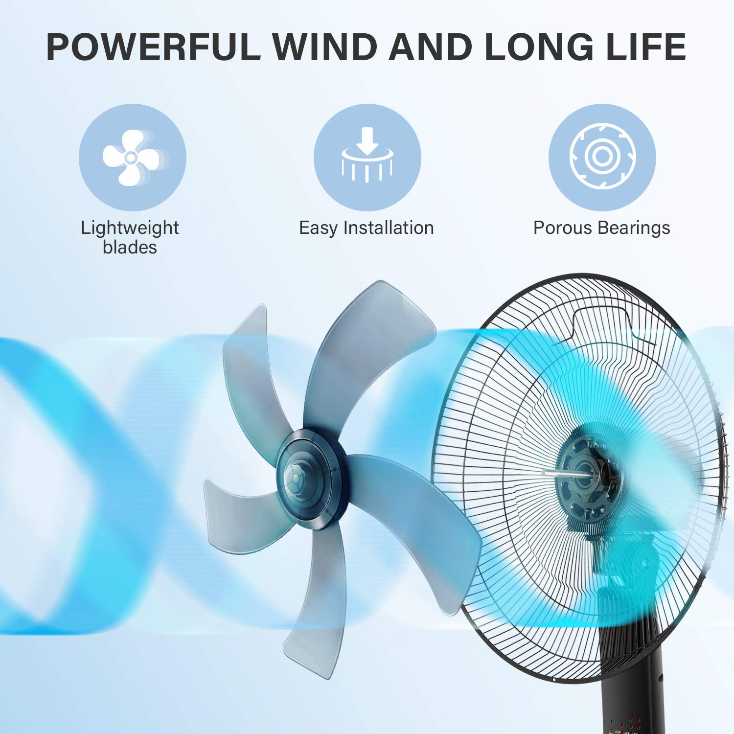 InfiniPower Oscillating 16″ Adjustable 3 Speed Pedestal Stand Fan with Remote Control for Indoor, Bedroom, Living Room, Home Office & College Dorm Use