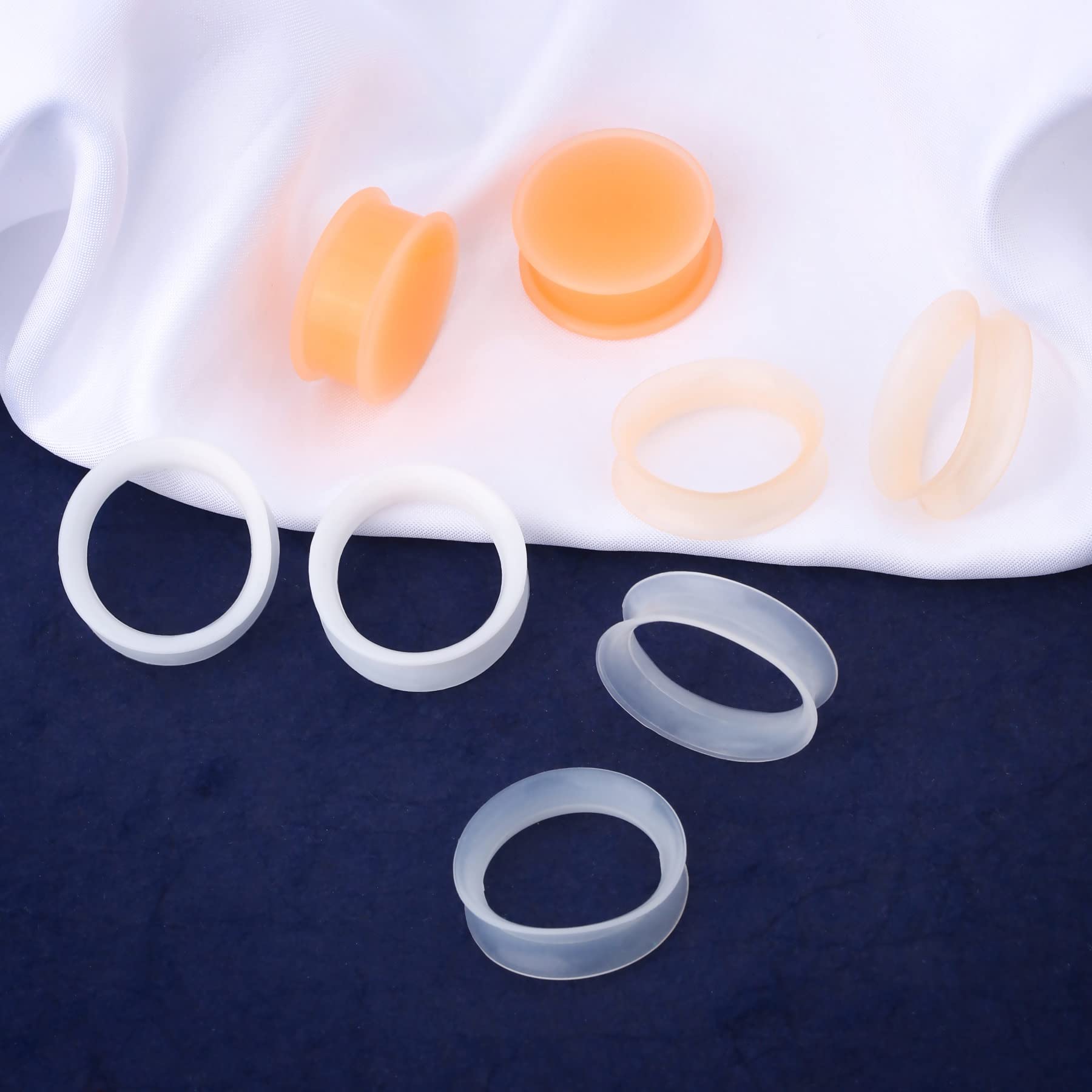 OUFER Flesh Skin Soft Silicone Hiding Hide Hider Retainer Double Flared Plugs Ear Plugs Tunnels Flexible Tunnel Ear Stretching Plug Gauge