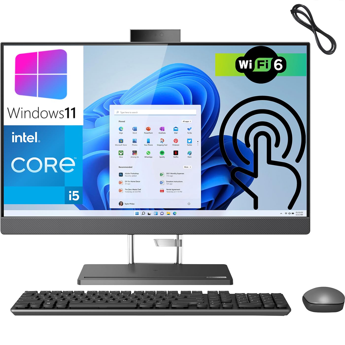 Lenovo IdeaCentre AIO 5 24 23.8" Touchscreen FHD All-in-One Desktop Computer, 12th Gen Intel 12-Cores i5-12500H, 64GB DDR5 RAM, 2TB PCIe SSD, WiFi 6, Bluetooth 5.1, Windows 11
