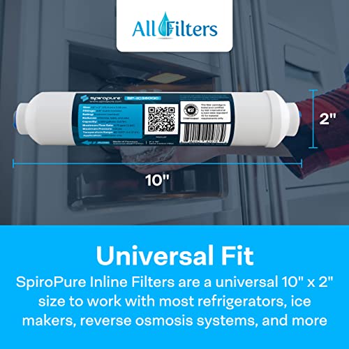 SpiroPure Inline Filter NSF Granular Carbon Water Filter with 3/8" Quick-Connect, 2" x 10" (1 Pack)