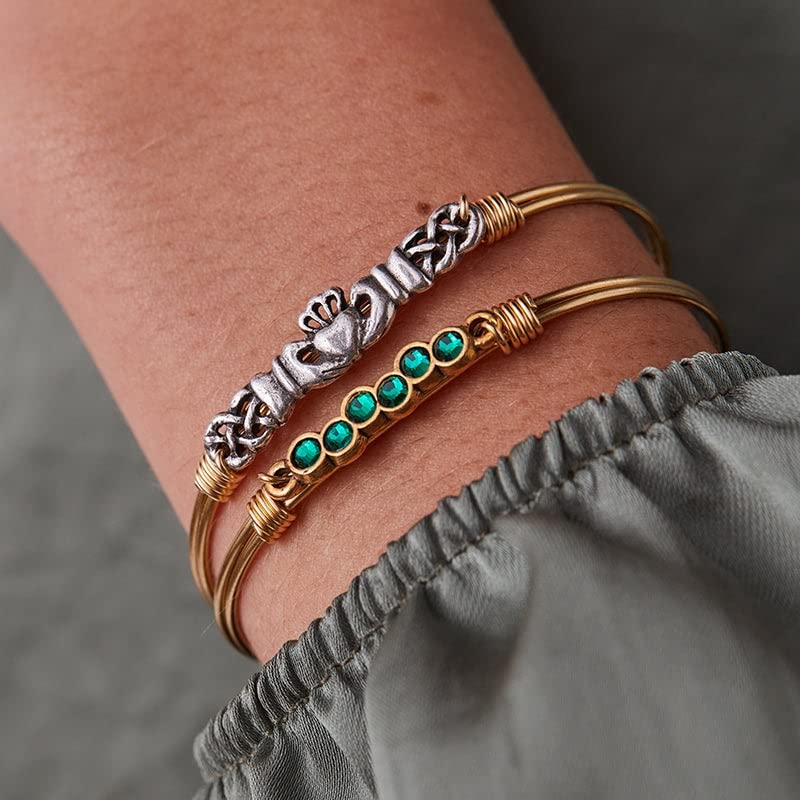 Luca + Danni Claddagh Set Bangle Bracelet For Women - Brass Tone Petite Size Made in USA
