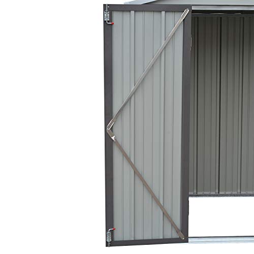 Kinsutie 6' x 4' Outdoor Steel Garden Storage Shed Utility Tool Backyard Lawn Grey with White w/Lockable Doors