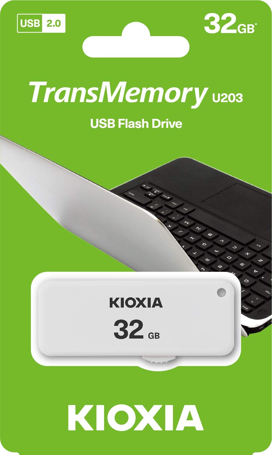 Kioxia U203 Slide TransMemory 32GB USB2.0 Flash Drive Portable Data Disk USB Stick White LU203W032GG4