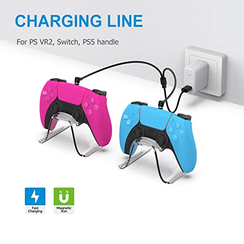 sikiwind Magnetic Game Handle Charger Cable Two-in-One Multipurpose Handle Charging Cable Plug and Play Save Space Accessories for PS VR2