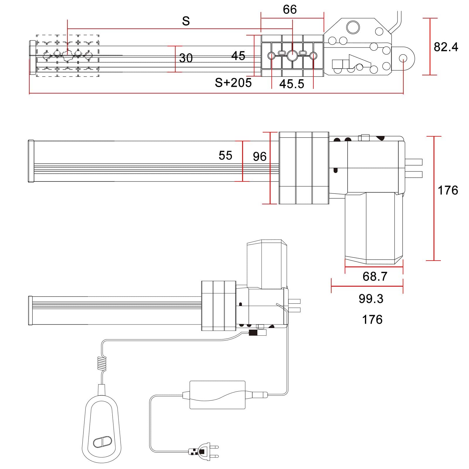 lifancy Power Recliner Sofa Lift Chairs RMT Motor Actuator with Power Supply and Controller for Model R8123 R812301156333 Replacement
