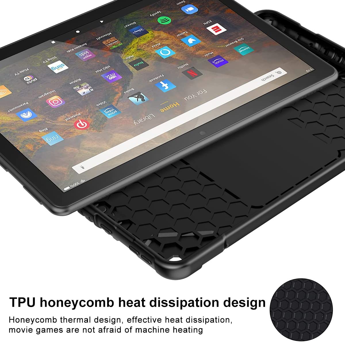 Lamcase for All-New Amazon Fire HD 10 (11th Generation, 2021 Release) and Fire HD 10 Plus 2021 Case, with Kickstand, Soft Flexible Rubber Hybrid Drop Shockproof Full Body Protective Cover, Black