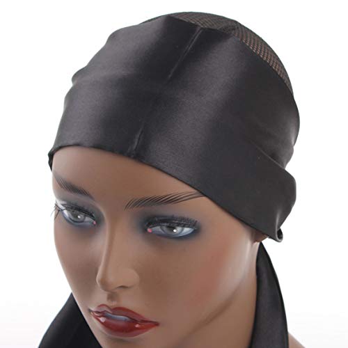 Leeven 2 Pcs Silky Satin Edge Scarves 4.5βx54β Large Wig Grip Band Women Satin Headband For Lace front Wigs Non Slip Hair Wrap Black Satin Edge Laying Scarf For Makeup, Facial,Sport,Yoga