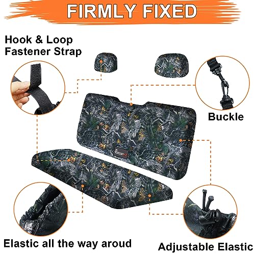 StarknightMT UTV Ranger Seat Covers, Camo Waterproof Seat Covers Compatible with Polaris Ranger 500 700 800 2002-2008 Durable 1680D Fabric with Waterproof PU Coating Camo Bench Seat Cover