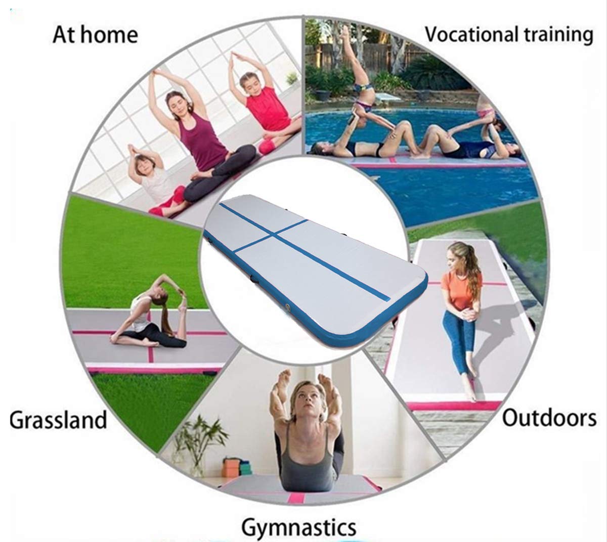 Lucear Inflatable Air Gymnastics Mat Training Mats 10ft/13ft/16ft/20ft Gymnastics Tracks for Home Use/Training Blue
