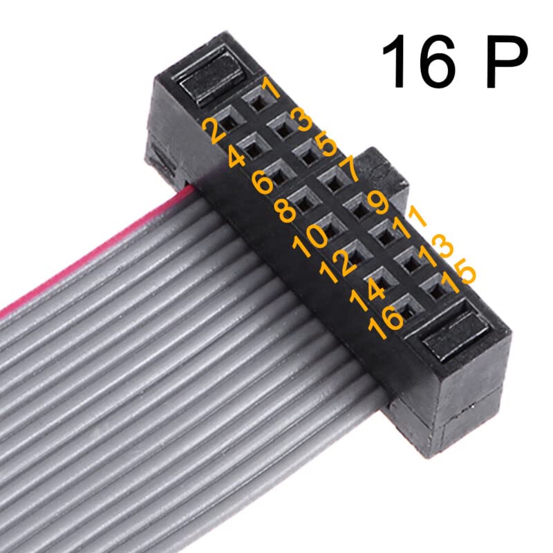 Tool parts IDC 16 Pins Connector Flat Ribbon Cable Female Connector 20cm 1.27mm Pitch - 2pcs